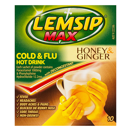LEMSIP MAX HONEY & GINGER 10 PK – Adam's Pharmaceutical Services